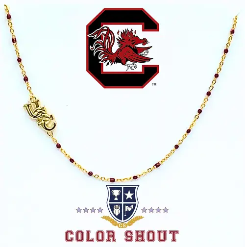 COLOR SHOUT University Of South Carolina Side Necklace - Yellow Gold