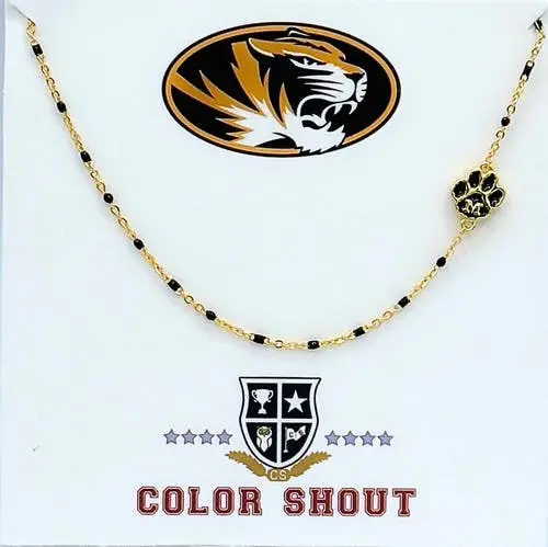 COLOR SHOUT University Of Missouri Side Set Logo Necklace - Yellow Gold