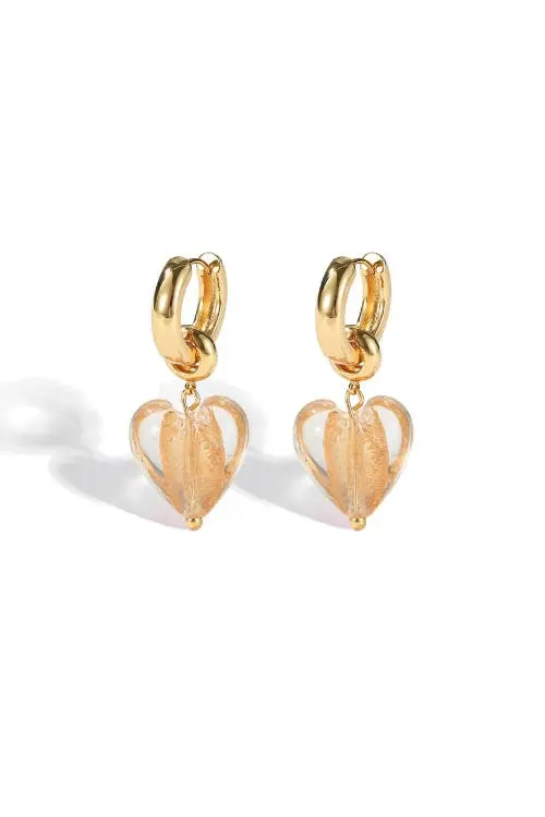 CLASSICHARMS Esmée Glaze Heart Dangle Earrings - Amber