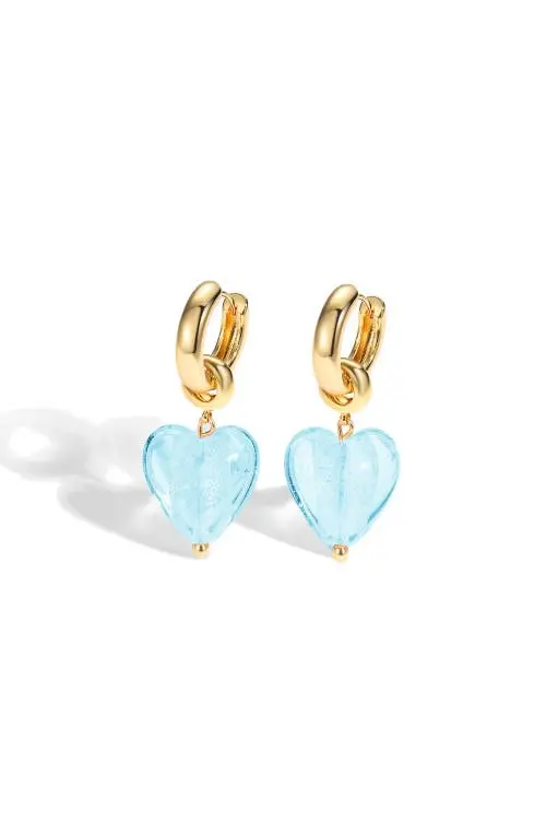 CLASSICHARMS Esmée Glaze Heart Dangle Earrings - Aquamarine