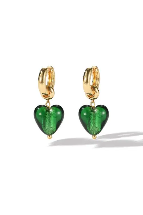 CLASSICHARMS Esmée Glaze Heart Dangle Earrings - Green
