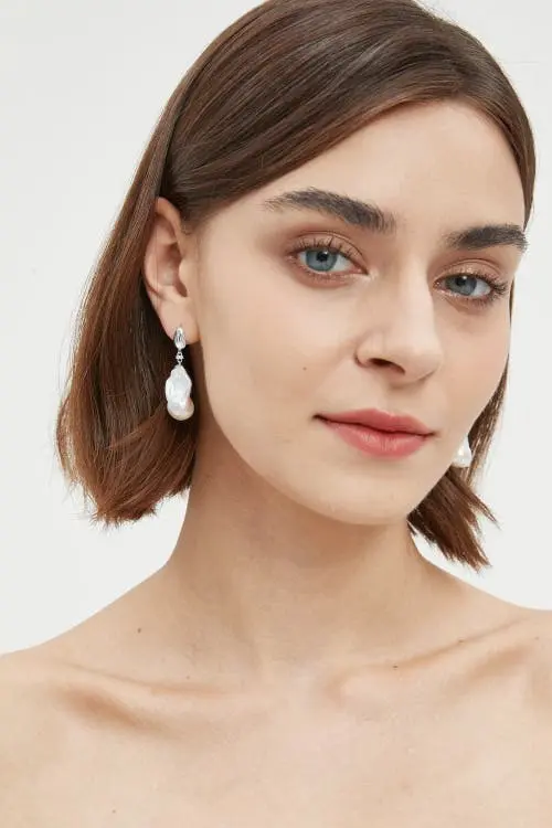 CLASSICHARMS Freshwater Baroque Pearl Drop Earrings