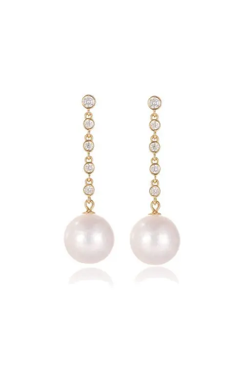 CLASSICHARMS Electra Rivière Freshwater Pearl Drop Earrings - Gold