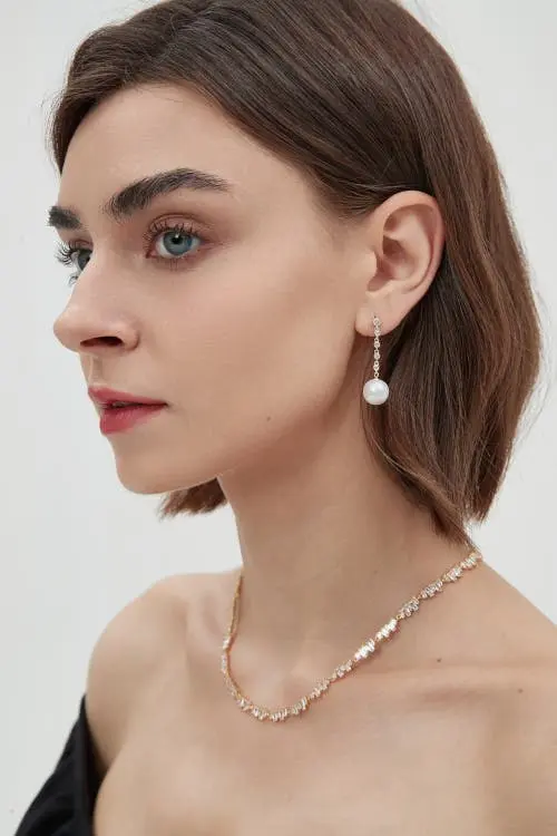 CLASSICHARMS Electra Rivière Freshwater Pearl Drop Earrings - Silver