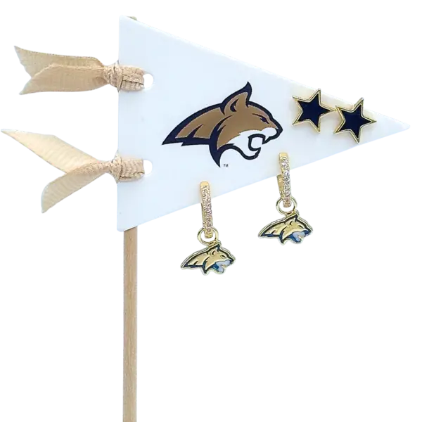 COLOR SHOUT Montana State University Pennant Earring Set - Yellow Gold