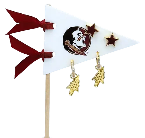 COLOR SHOUT Florida State University Pennant Earring Set - Yellow Gold