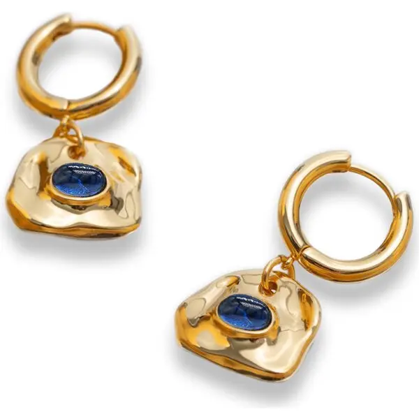 CLASSICHARMS Aria Gemstone Hoop Drop Earrings - Gold/royal Blue