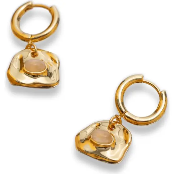 CLASSICHARMS Aria Gemstone Hoop Drop Earrings - Gold/translucent White