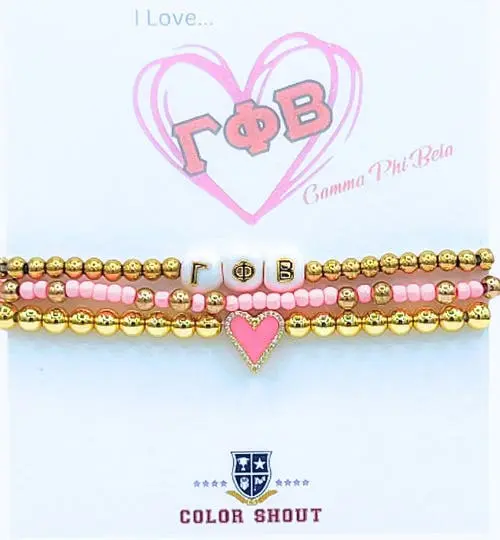 COLOR SHOUT Gamma Phi Beta Bracelet Stack - Yellow Gold
