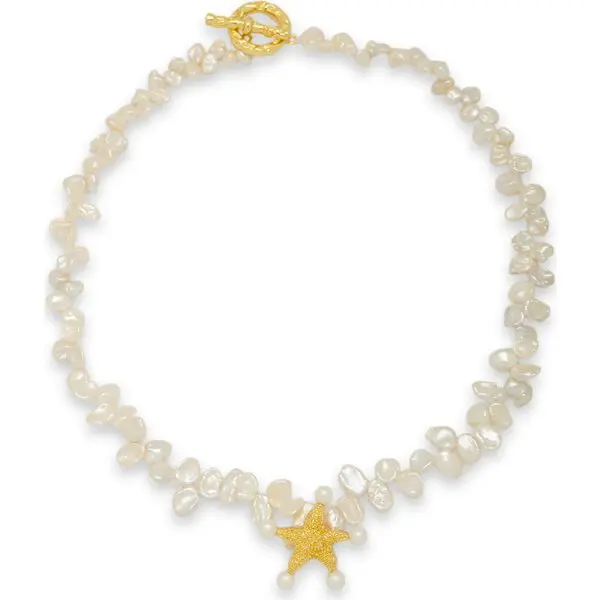 CLASSICHARMS Lila Starfish Pearl Choker Necklace - Gold