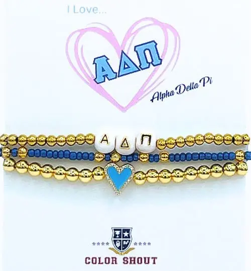 COLOR SHOUT Alpha Delta Pi Bracelet Stack - Yellow Gold
