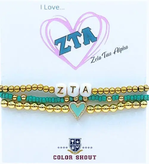 COLOR SHOUT Zeta Tau Alpha Bracelet Stack - Yellow Gold