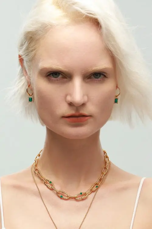 CLASSICHARMS Emerald Zirconia Hoop Drop Earrings - Gold