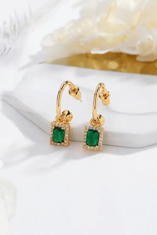 CLASSICHARMS Emerald Zirconia Hoop Drop Earrings