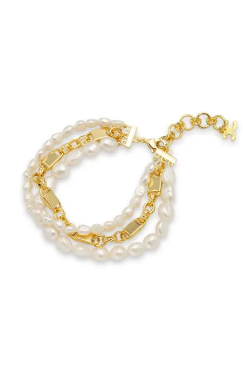 CLASSICHARMS Mia Layered Freshwater Pearl Bracelet - Gold