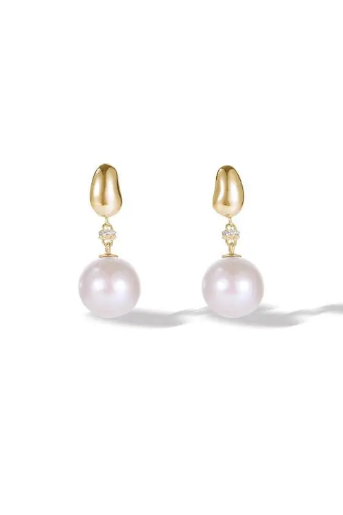 CLASSICHARMS Freshwater Pearl Drop Earrings - Gold