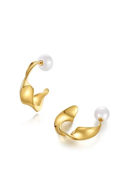 CLASSICHARMS Chunky Wave Hoop Earrings - Gold
