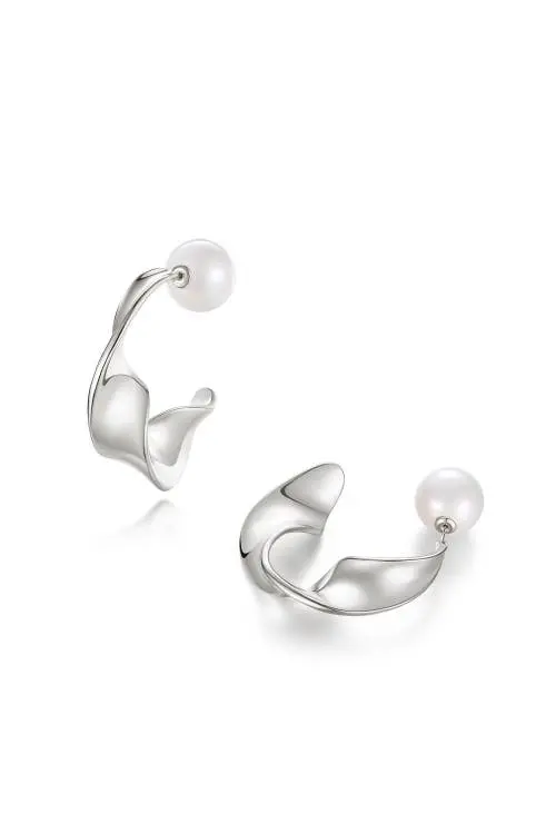 CLASSICHARMS Chunky Wave Hoop Earrings - Silver