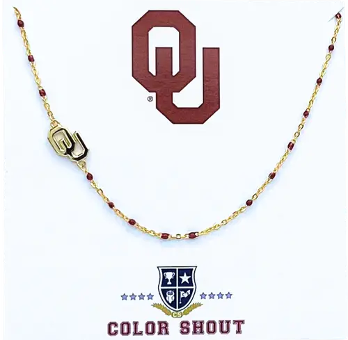 COLOR SHOUT University Of Oklahoma Side Necklace - Yellow Gold
