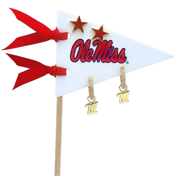 COLOR SHOUT University Of Mississippi Pennant Earring Set - Yellow Gold