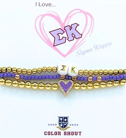 COLOR SHOUT Sigma Kappa Bracelet Stack - Yellow Gold
