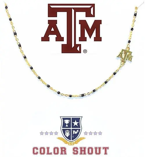 COLOR SHOUT Texas A&m University Logo Necklace - Yellow Gold