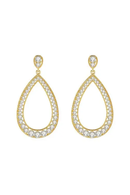 CLASSICHARMS Artisanal Pavé Teardrop Earrings - Gold