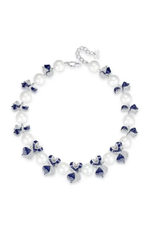 CLASSICHARMS Blue Enamel Butterfly Necklace - Silver
