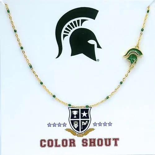 COLOR SHOUT Michigan State University Side Necklace - Yellow Gold
