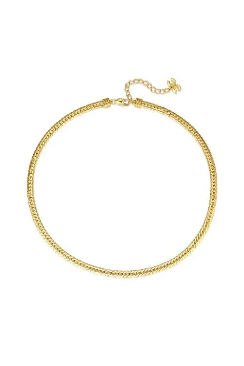 CLASSICHARMS Classic Herringbone Chain Necklace - Gold