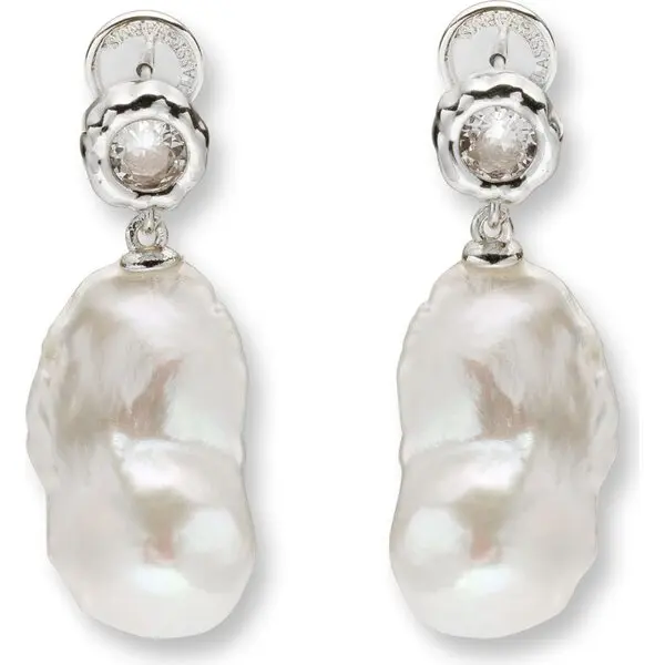CLASSICHARMS Skyler Freshwater Baroque Pearl Drop Earrings - Silver/clear