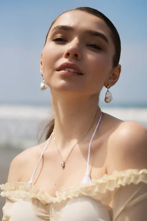 CLASSICHARMS Skyler Baroque Pearl Drop Earrings - Silver/clear