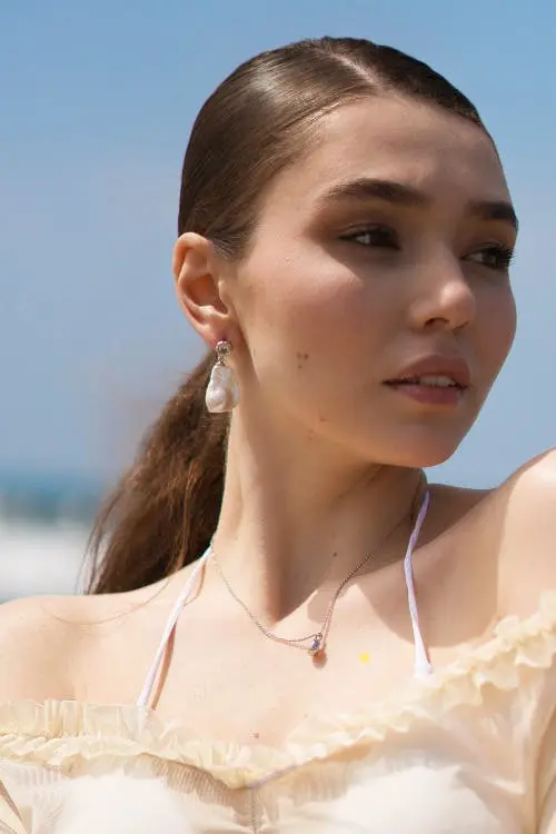 CLASSICHARMS Skyler Baroque Pearl Drop Earrings - Silver/clear
