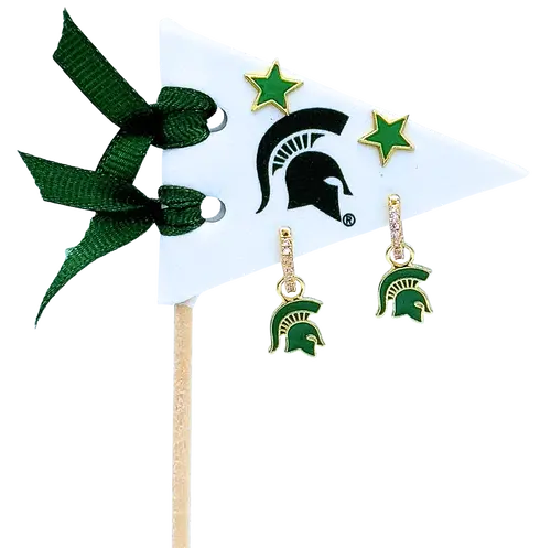 COLOR SHOUT Michigan State University Pennant Earring Set - Yellow Gold