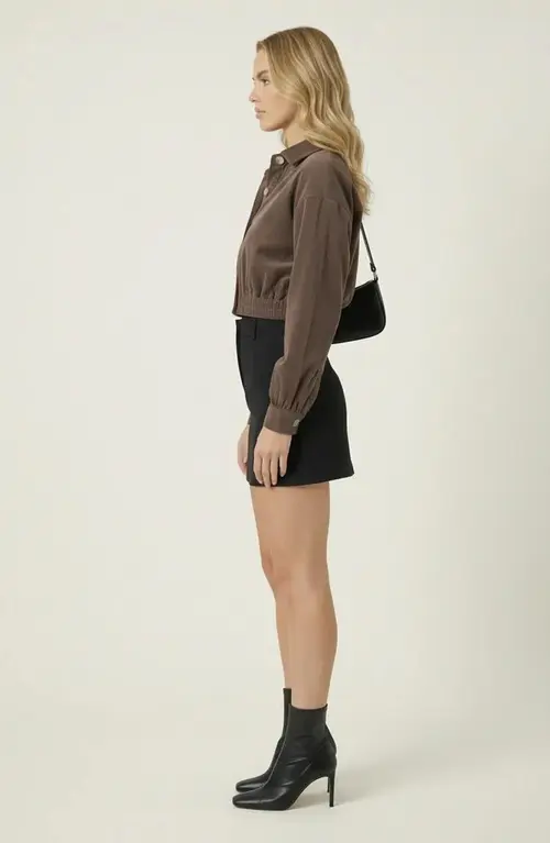 MODENAIRE Cropped Button-up Jacket With Stretch Hem