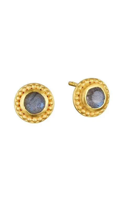 SATYA JEWELRY Labradorite Stud Earrings - Blue