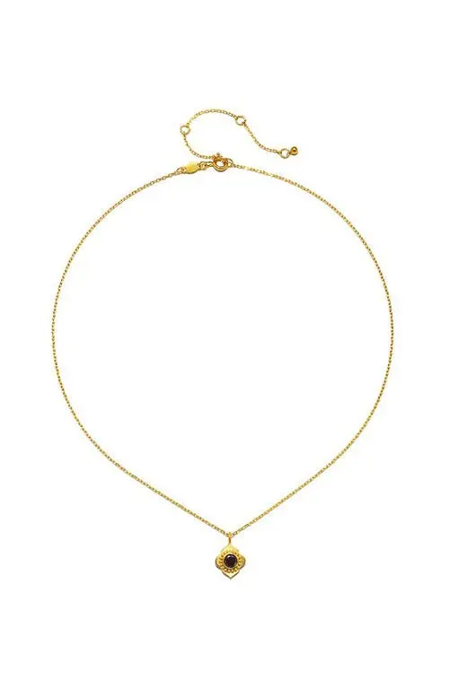 SATYA JEWELRY Garnet Lotus Pendant Necklace