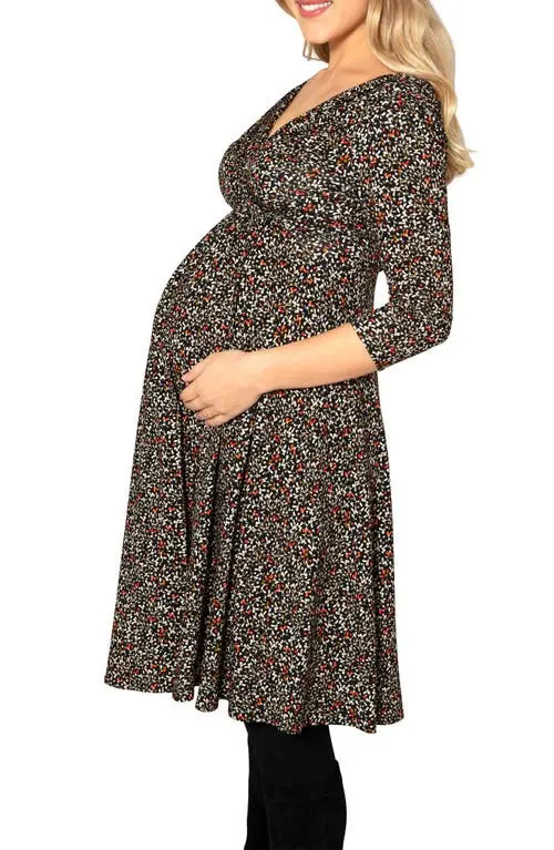 TIFFANY ROSE MATERNITY Willow Maternity Dress In Midnight Garden Print - Black