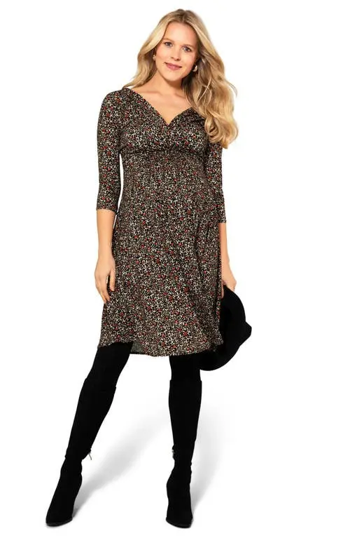 TIFFANY ROSE MATERNITY Willow Maternity Dress In Midnight Garden Print - Black