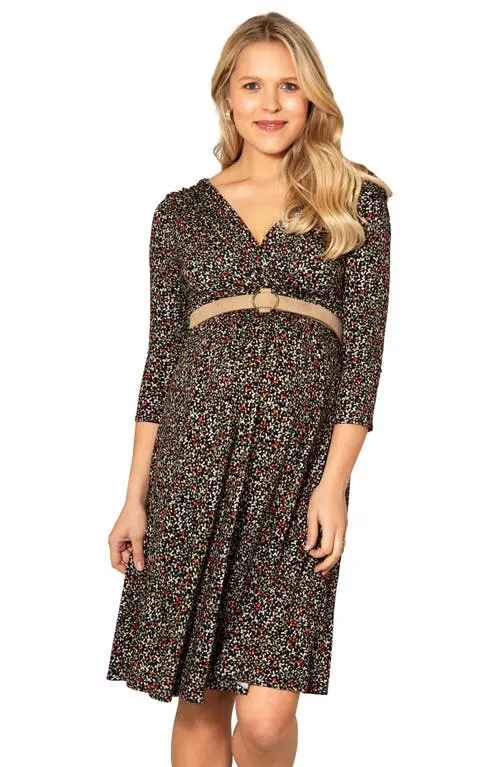 TIFFANY ROSE MATERNITY Willow Maternity Dress In Midnight Garden Print - Black