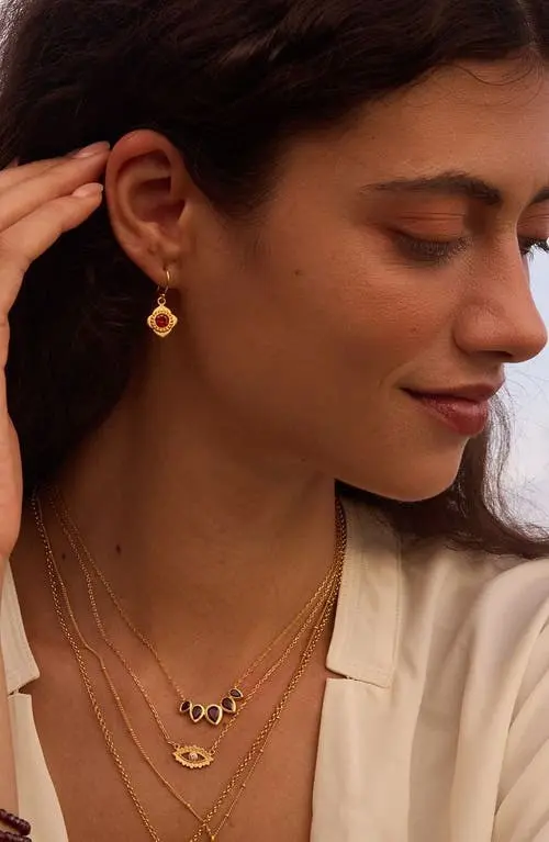 SATYA JEWELRY Garnet Drop Earrings