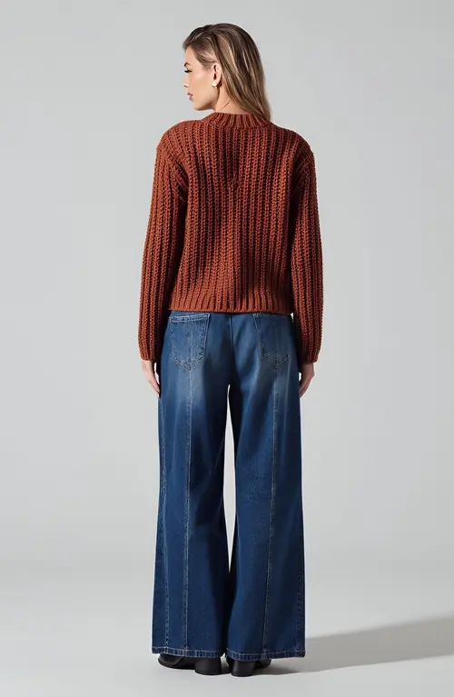 MODENAIRE Chunky Ribbed Cardigan With Gold-tone Buttons - Rust