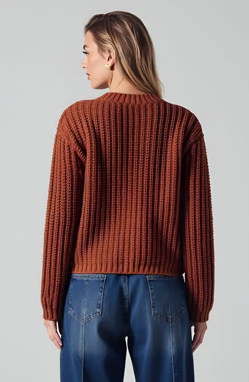 MODENAIRE Chunky Ribbed Cardigan With Gold-tone Buttons - Rust
