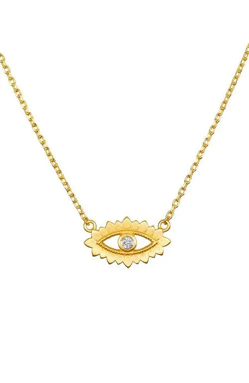 SATYA JEWELRY Ignite Intuition White Topaz Evil Eye Necklace - Gold