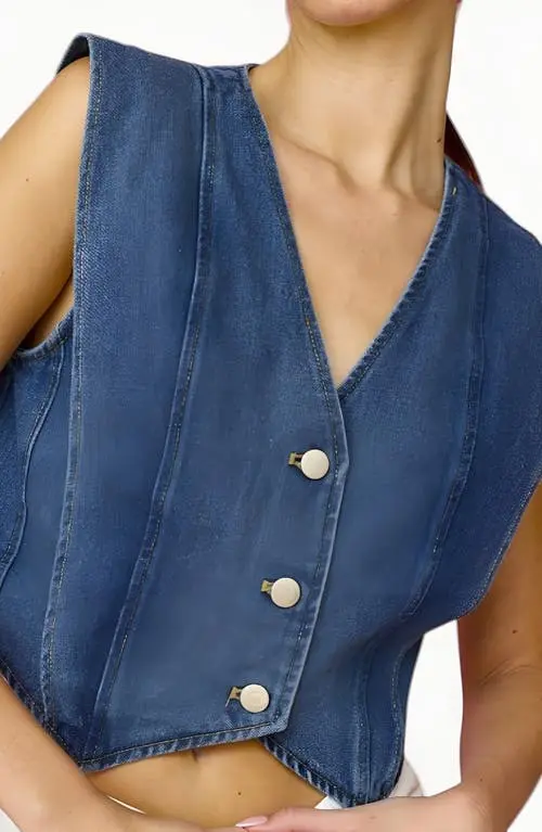 MODENAIRE Angled Hem Denim Vest