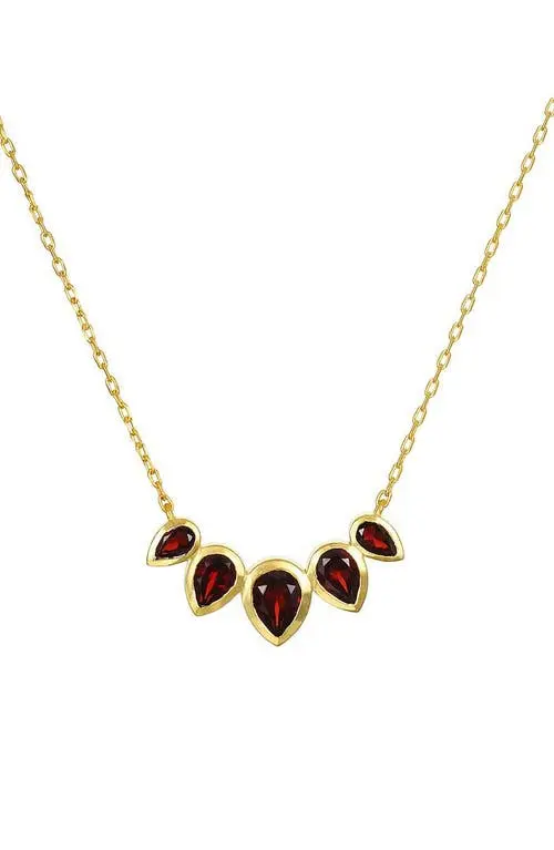 SATYA JEWELRY Garnet Petal Necklace - Red