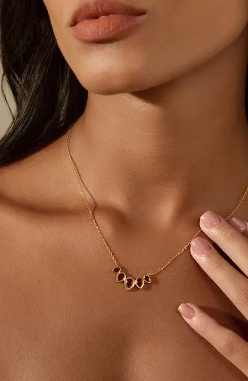 SATYA JEWELRY Garnet Petal Necklace