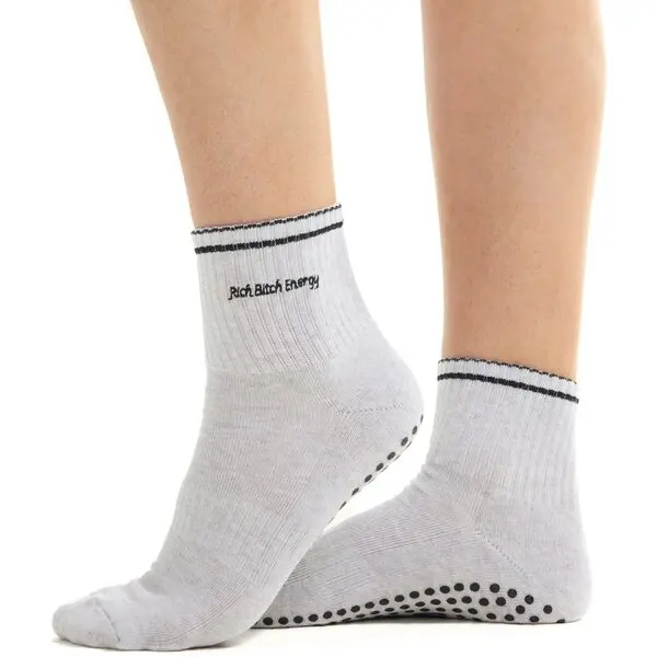 SOULS. Souls Rich Bitch Energy Ankle Grip Socks - White
