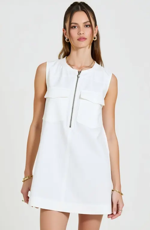 MODENAIRE Sleeveless Ring-pull Zip-front Mini Dress