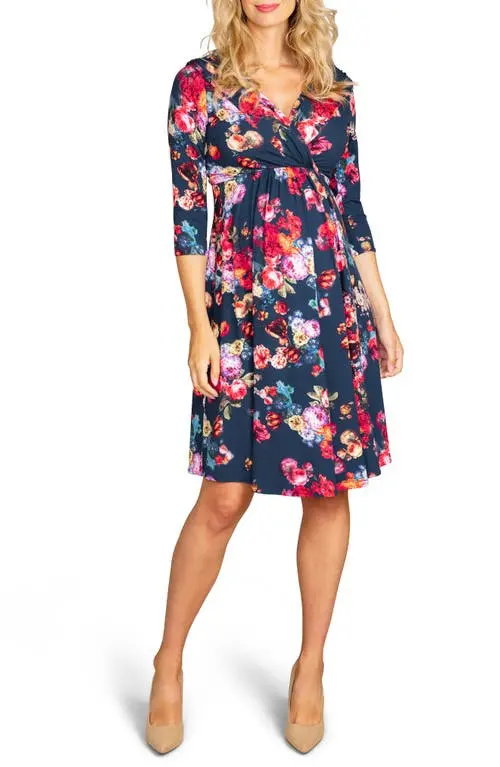 TIFFANY ROSE MATERNITY Willow Floral Print V-neck Jersey Dress - Blue
